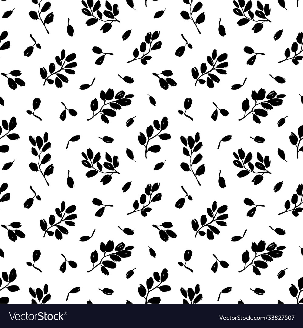 Leaves and branches seamless pattern Royalty Free Vector