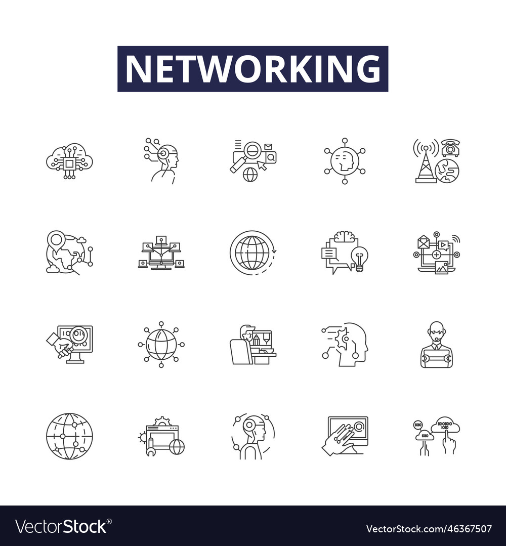 Networking line icons and signs connecting Vector Image