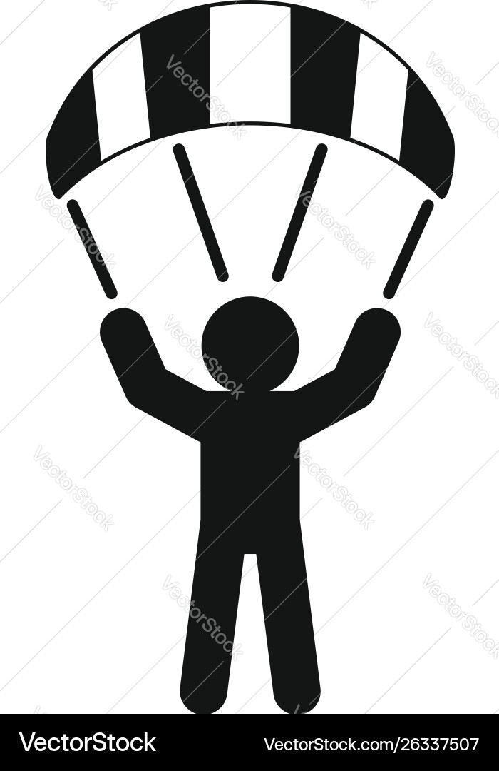 Parachute jumper man icon simple style Royalty Free Vector