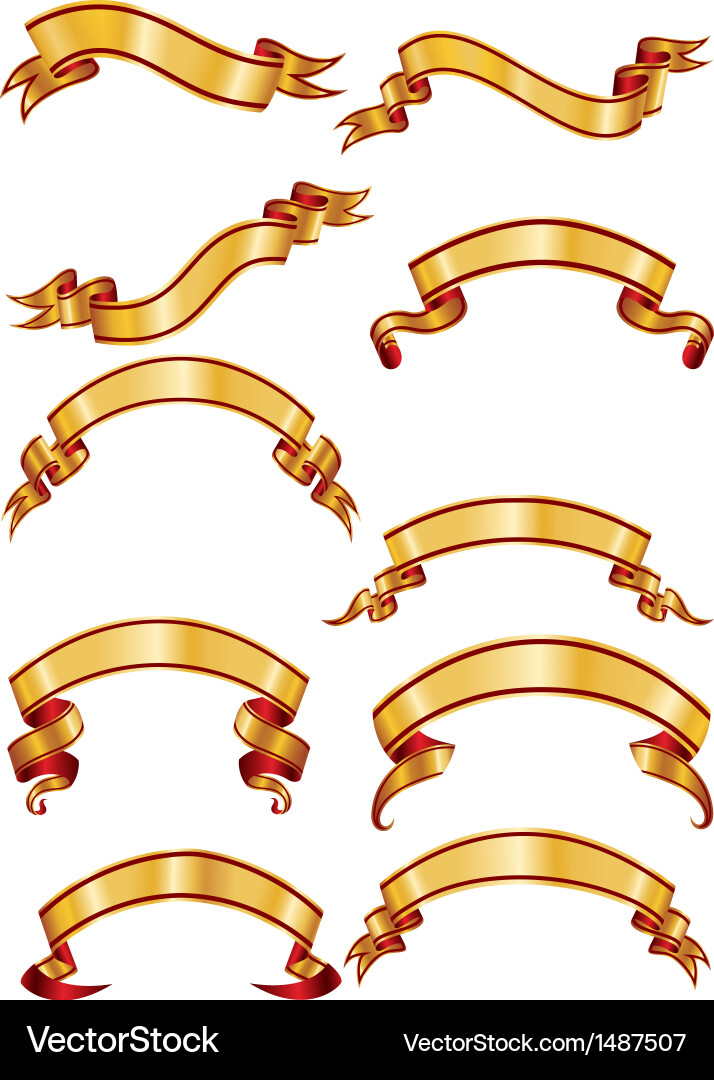 Set golden ribbons or banners for your text Vector Image