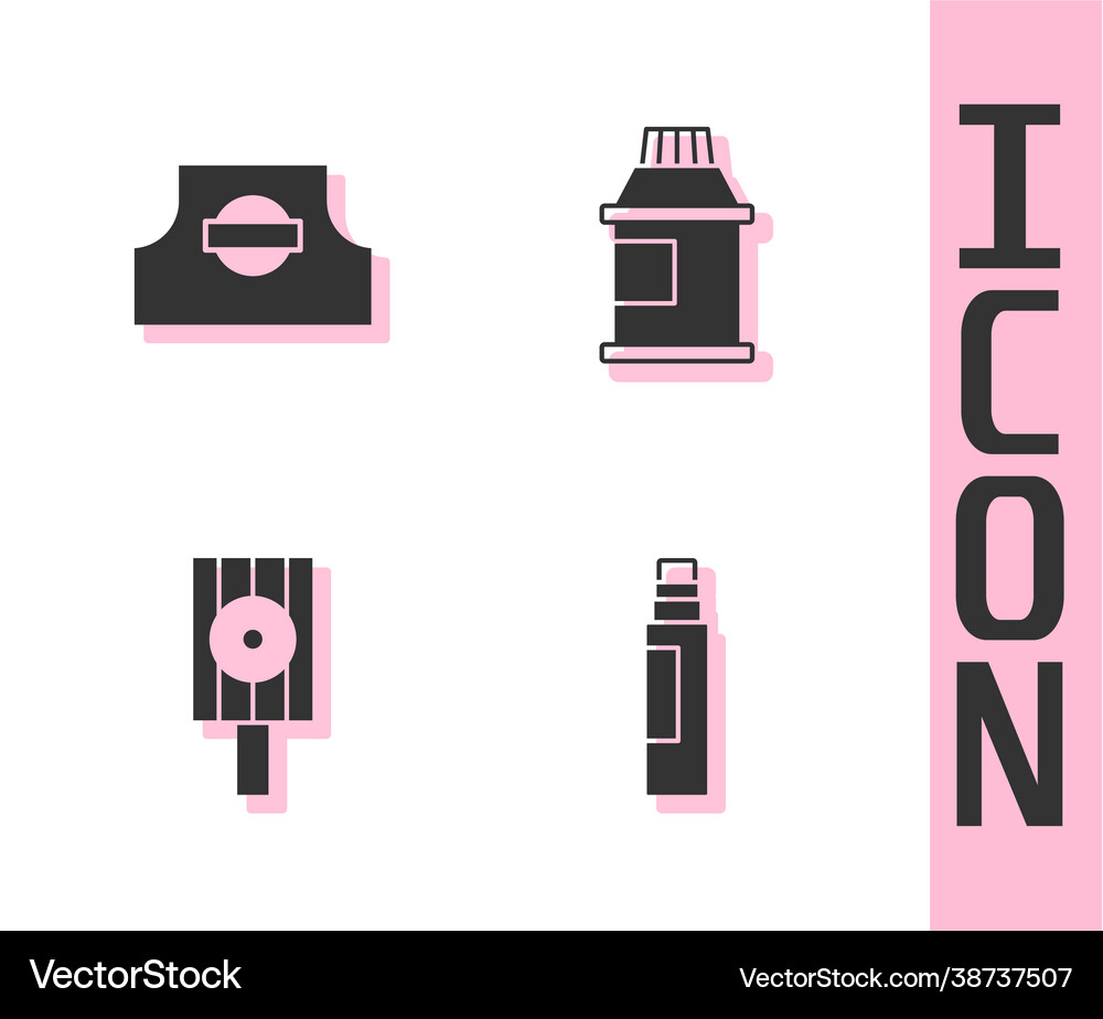 Set marker pen spray can nozzle cap and paint Vector Image