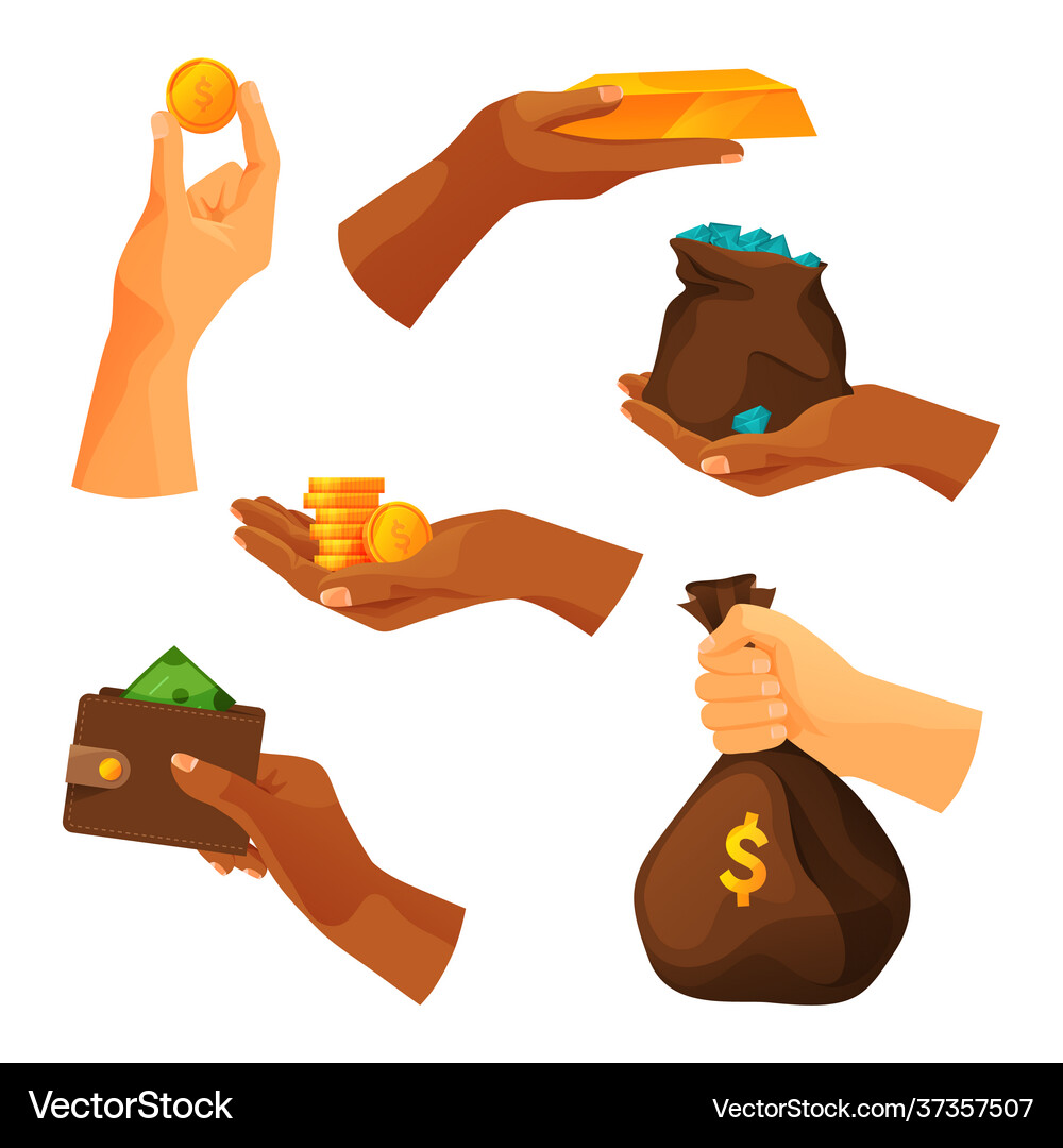 Set payment icons hands with money equivalent Vector Image
