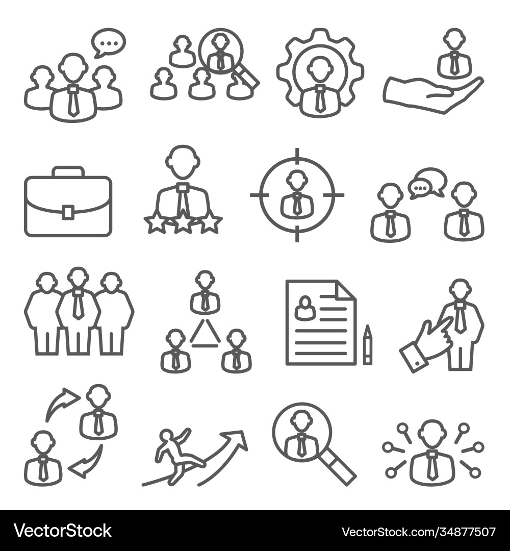 Staff line icons set on white background Vector Image