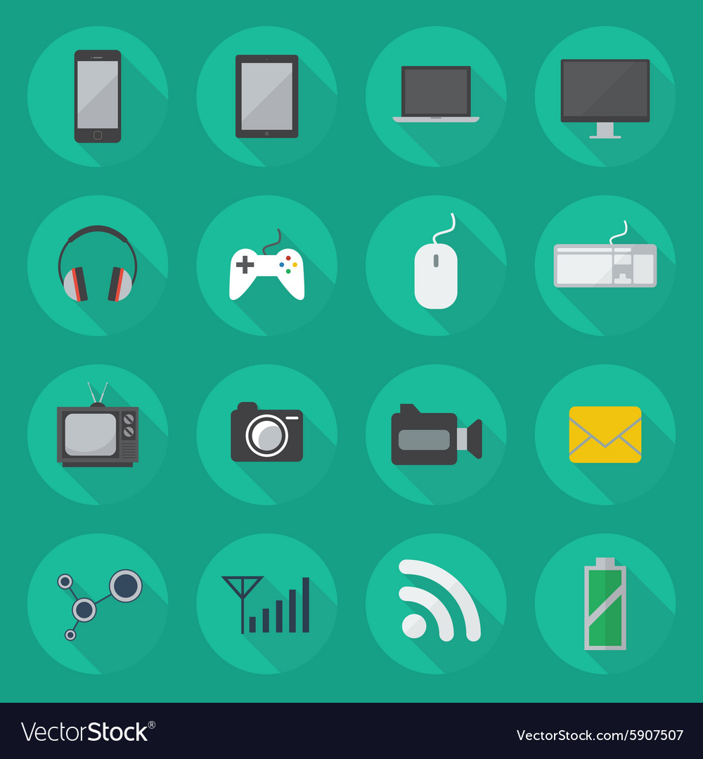 Technology flat icon set Royalty Free Vector Image
