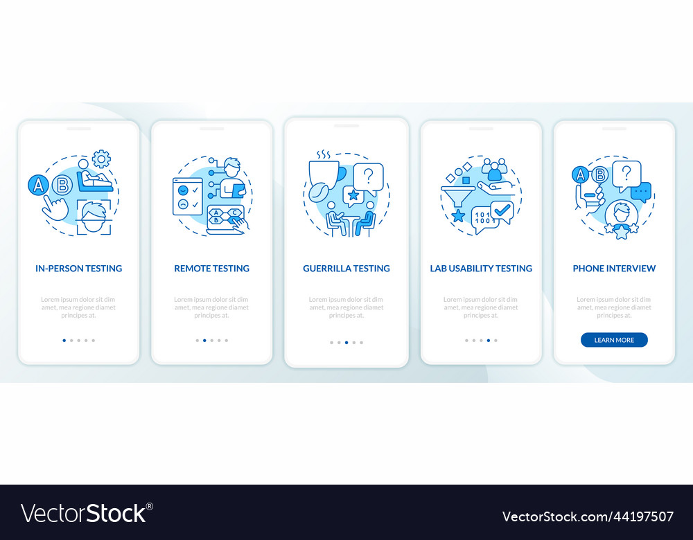 Usability Testing Methods Blue Onboarding Mobile Vector Image