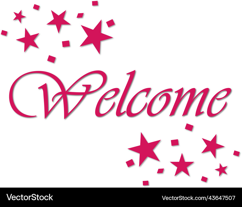 Welcome text font style with stars design Vector Image