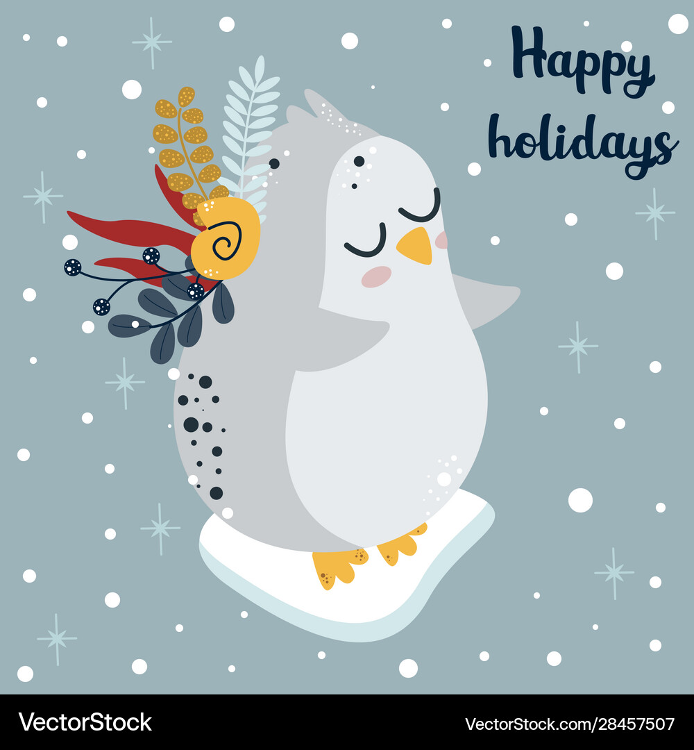 Winter poster with a polar penguin Royalty Free Vector Image