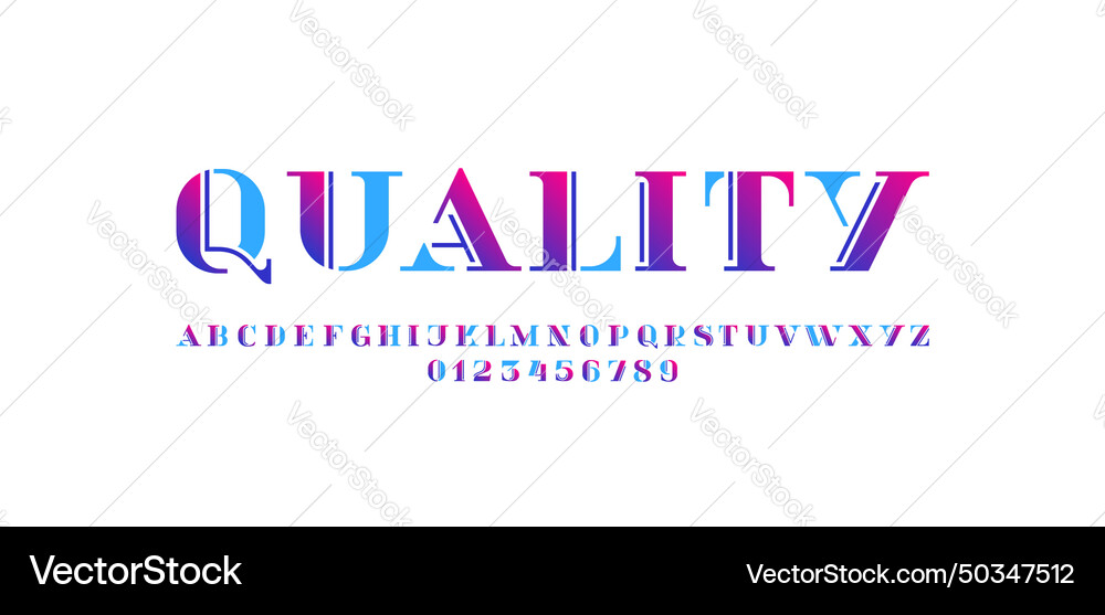 Beautiful alphabet serif bright decorative font Vector Image