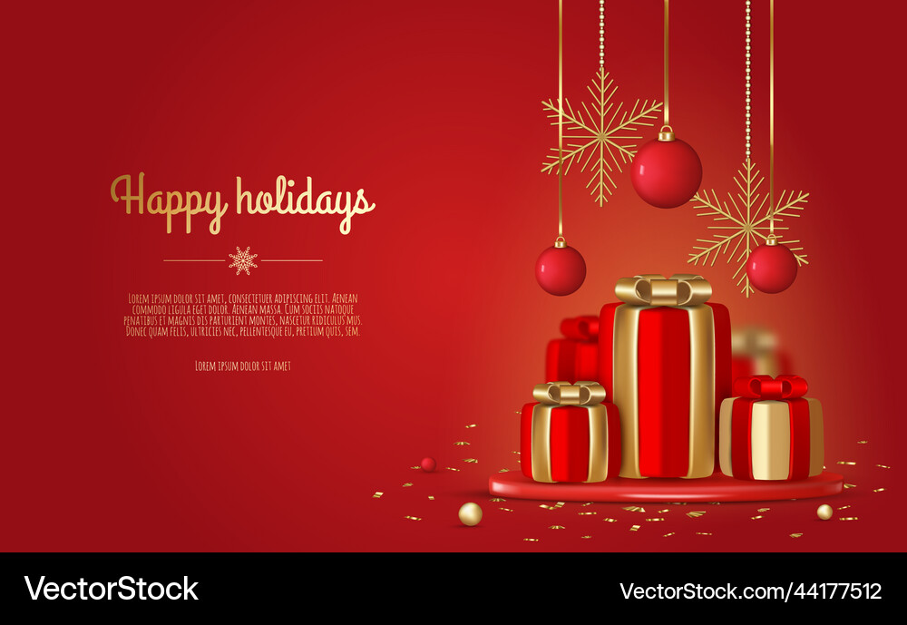 Christmas gifts holiday realistic 3d objects Vector Image