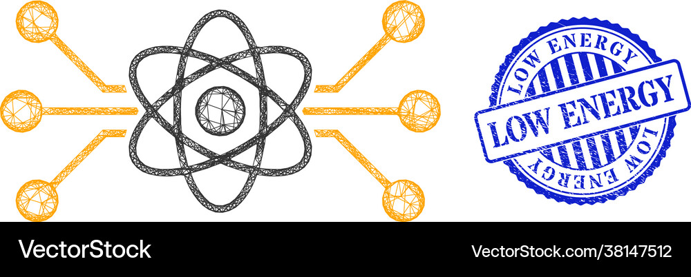 Distress low energy badge and hatched atomic Vector Image