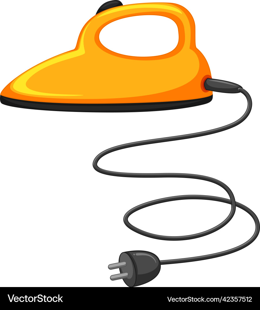 Electric iron in yellow color Royalty Free Vector Image