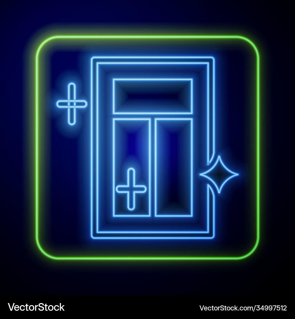 Glowing neon cleaning service for window icon Vector Image
