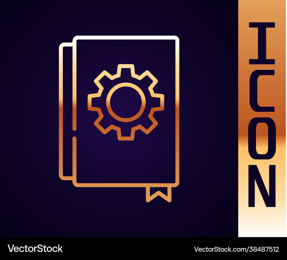 Gold line user manual icon isolated on black Vector Image