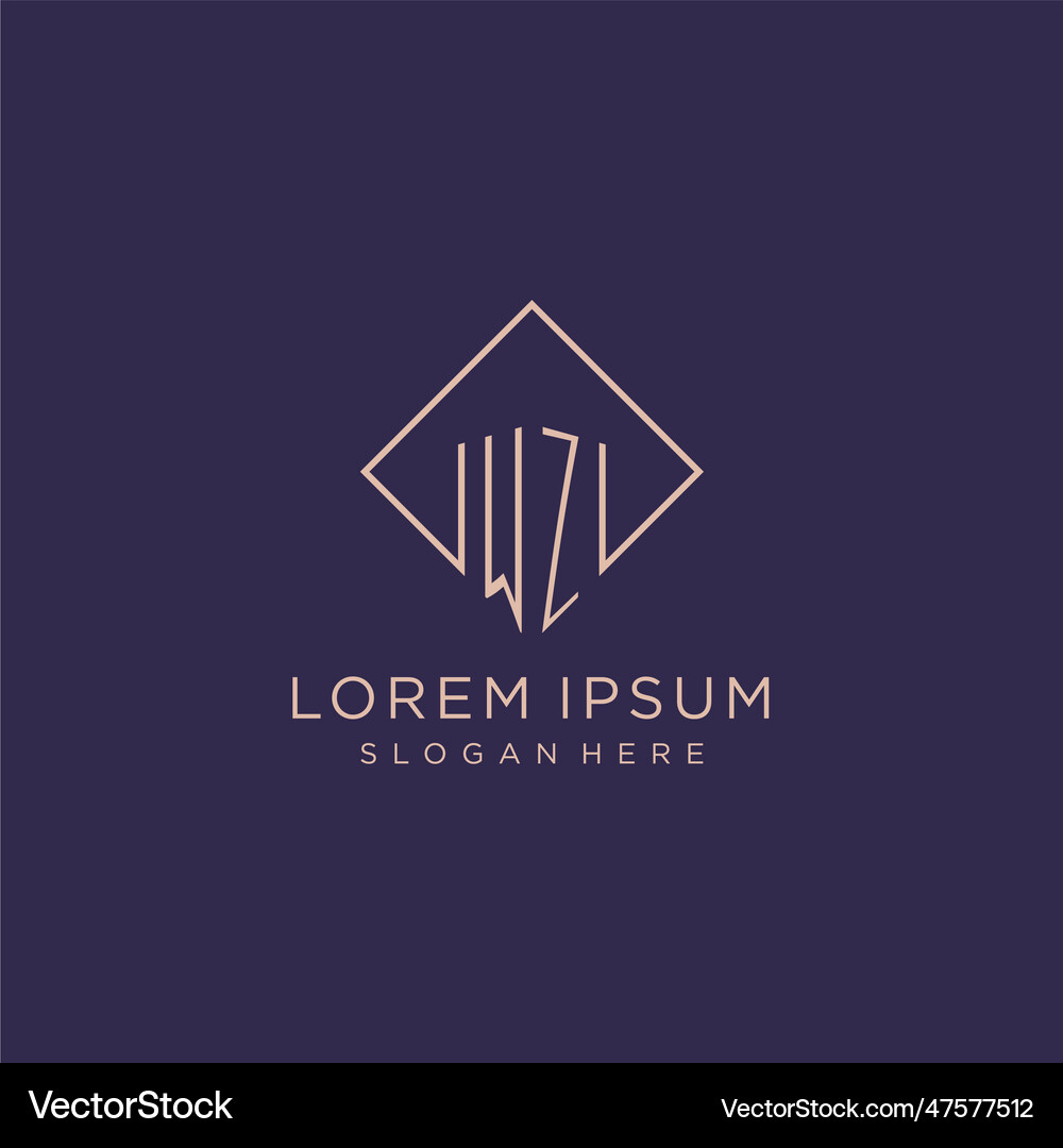Initials wz logo monogram with rectangle style Vector Image