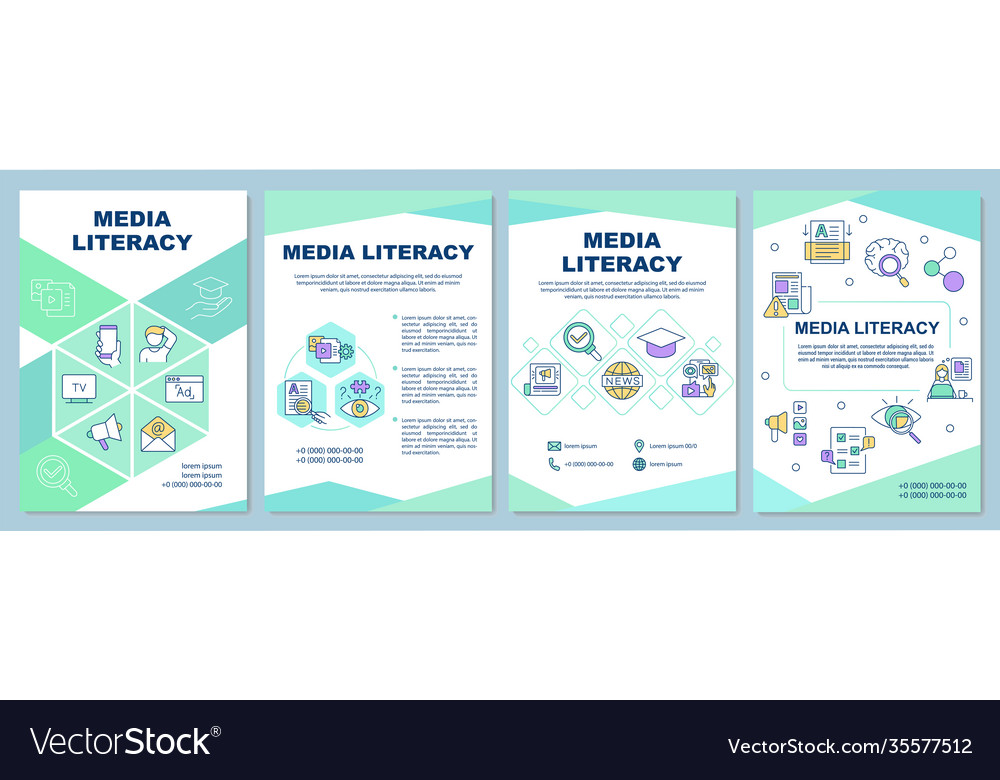 Media literacy brochure template Royalty Free Vector Image