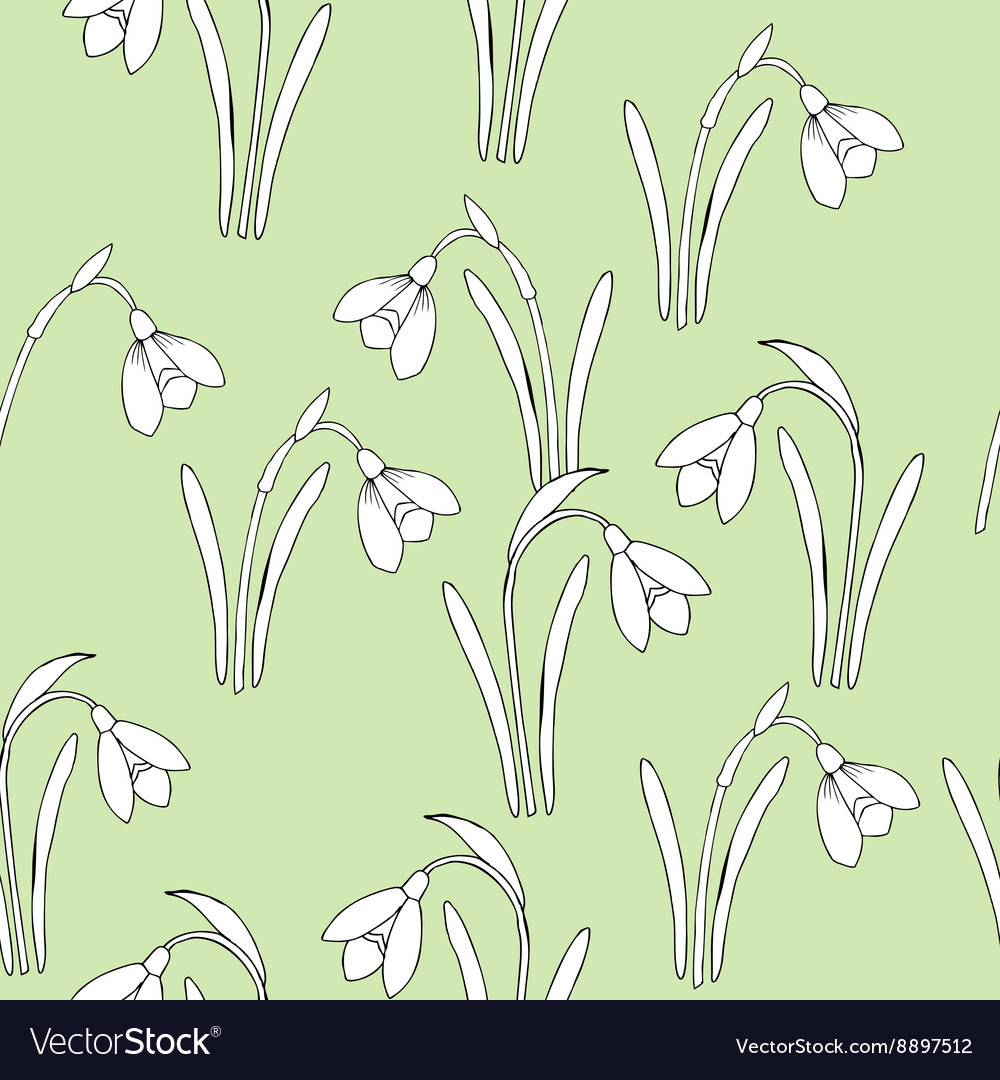 Seamless pattern with snowdrops Royalty Free Vector Image