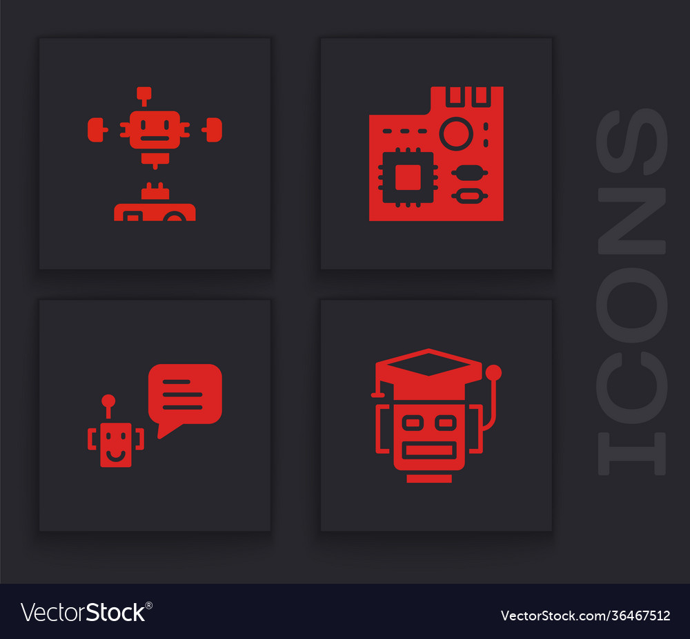 Set robot disassembled robot motherboard digital Vector Image Set robot disassembled robot motherboard digital Vector Image
