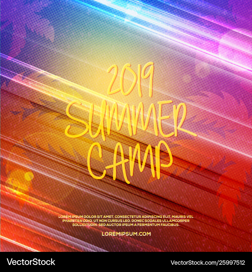 Summer camp poster design template with colorful Vector Image
