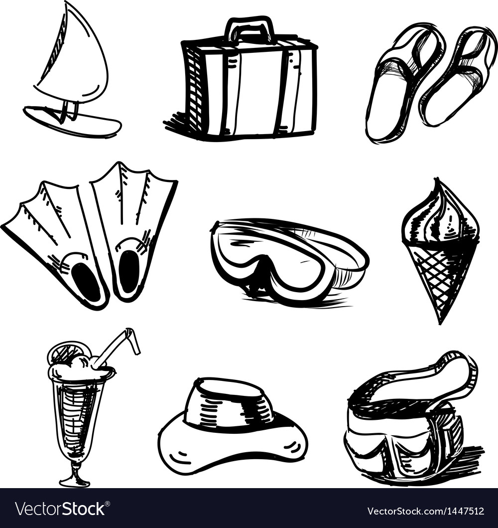 Summer holidays objects collection Royalty Free Vector Image