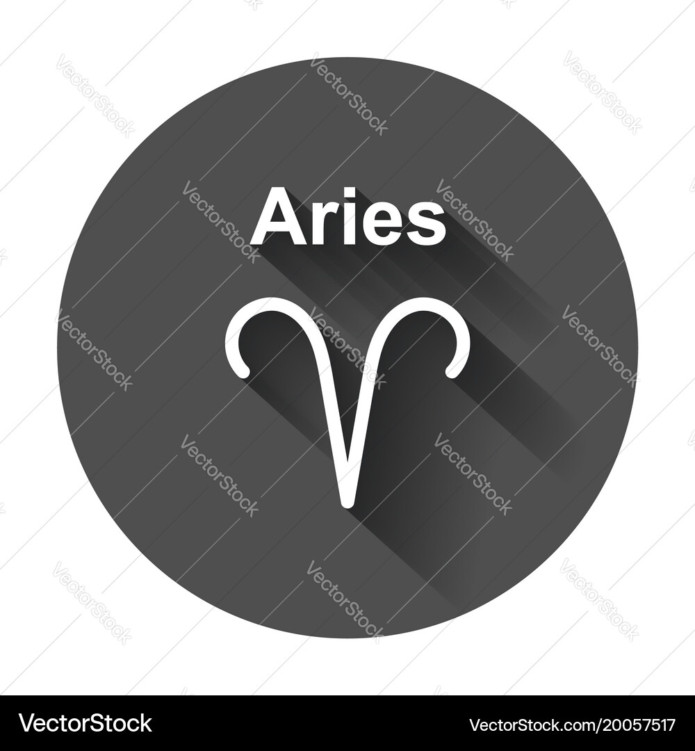 Aries zodiac sign flat astrology with long shadow Vector Image