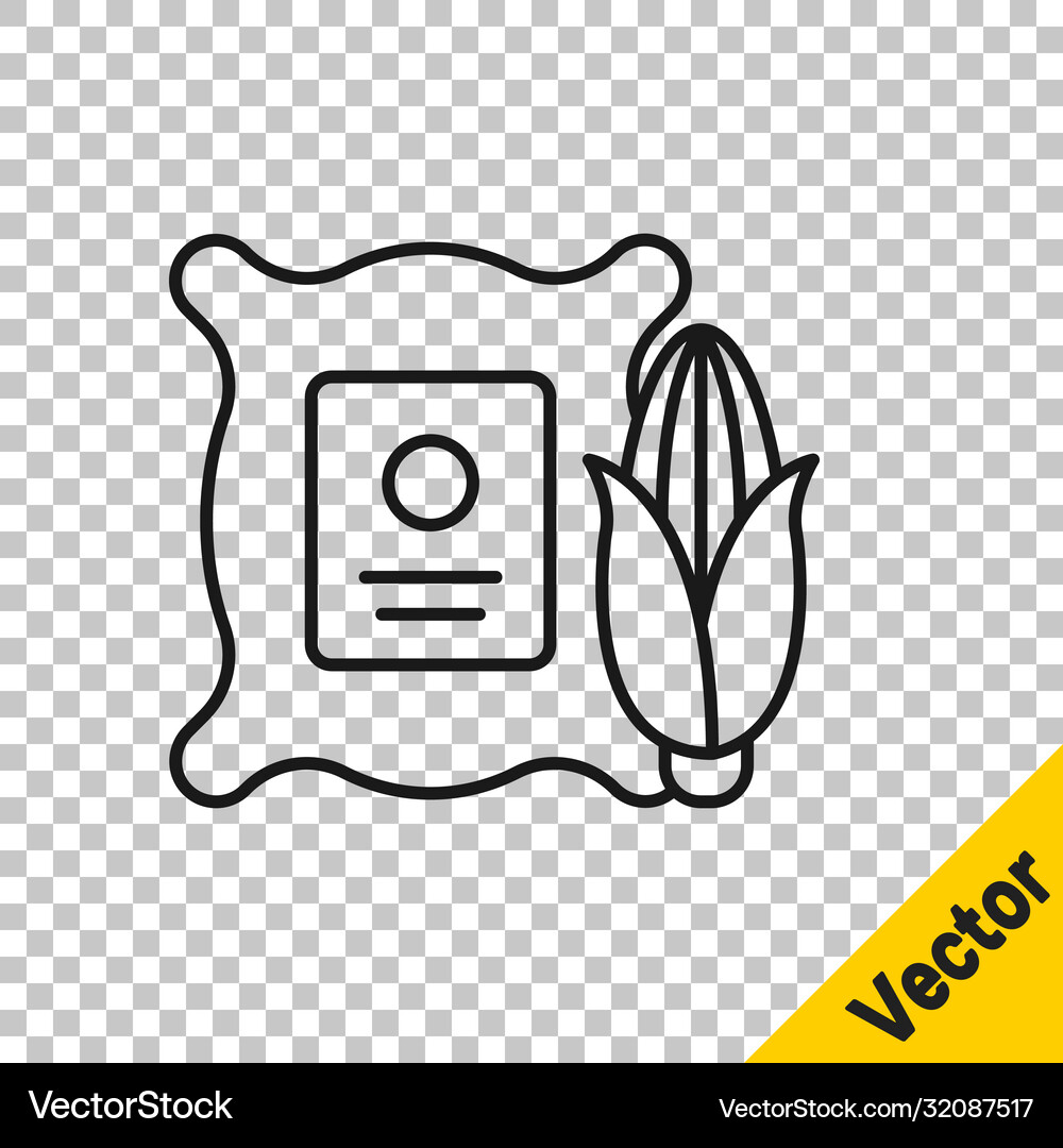 Black line corn in sack icon isolated Royalty Free Vector
