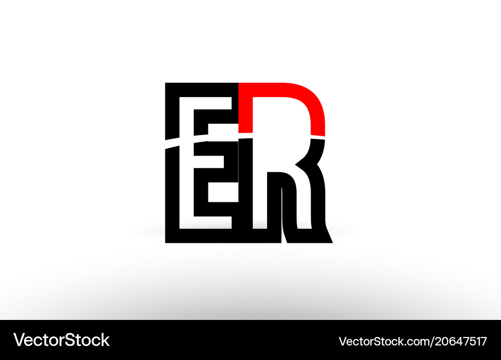 Black white alphabet letter er e r logo icon Vector Image