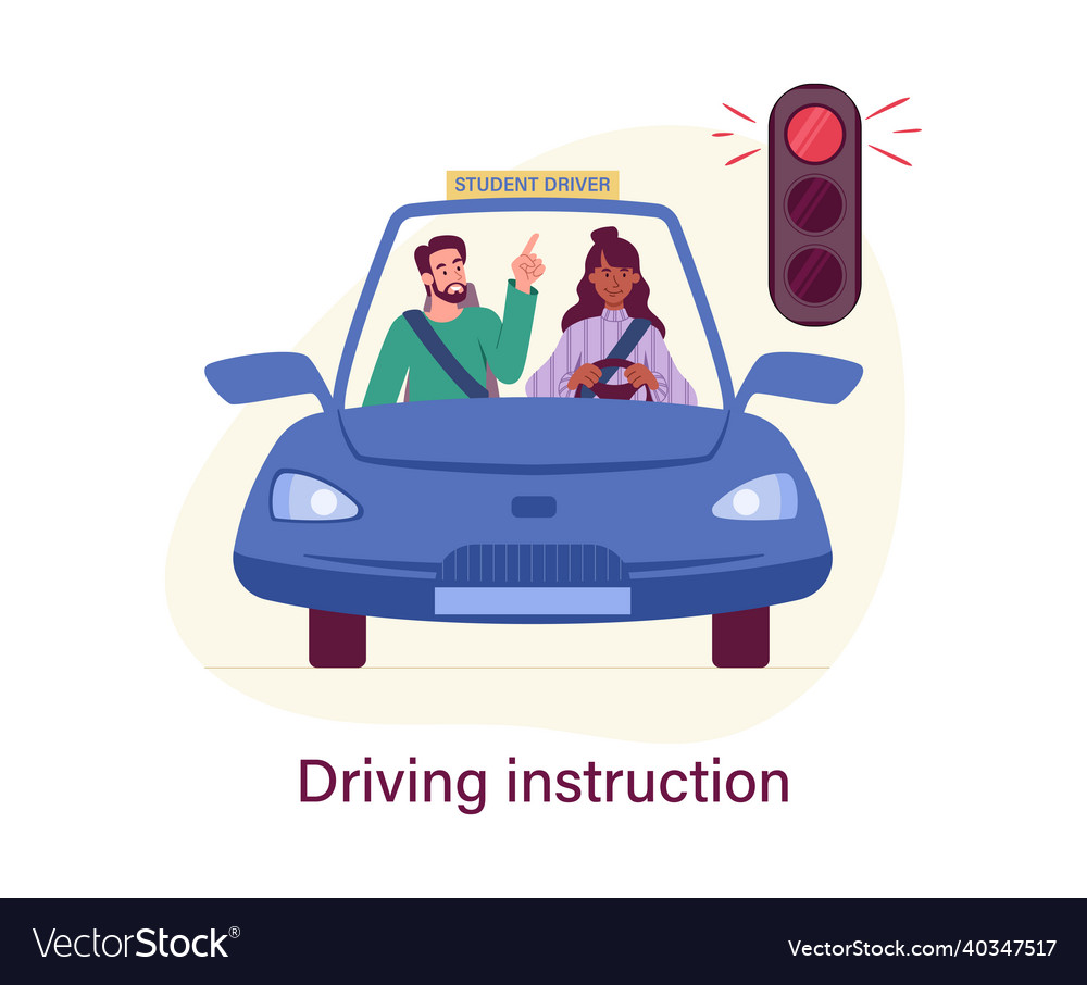 Driving instructor concept Royalty Free Vector Image
