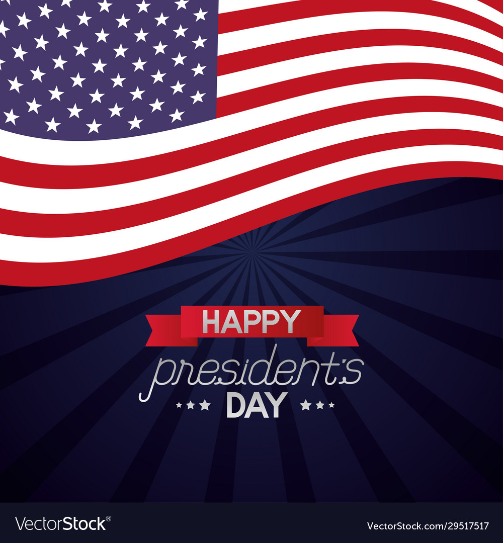 Happy presidents day celebration poster with flag Vector Image