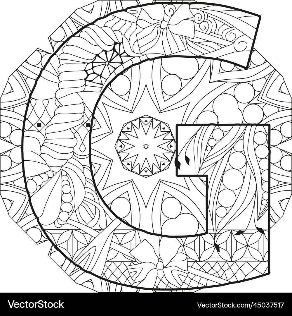 Letter g monogram on mandala engraving design Vector Image