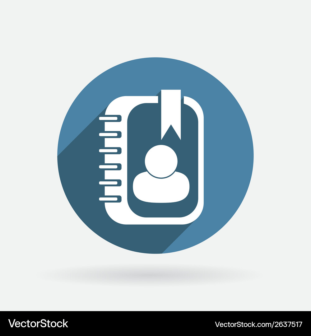 Phone address book Circle blue icon with shadow Vector Image