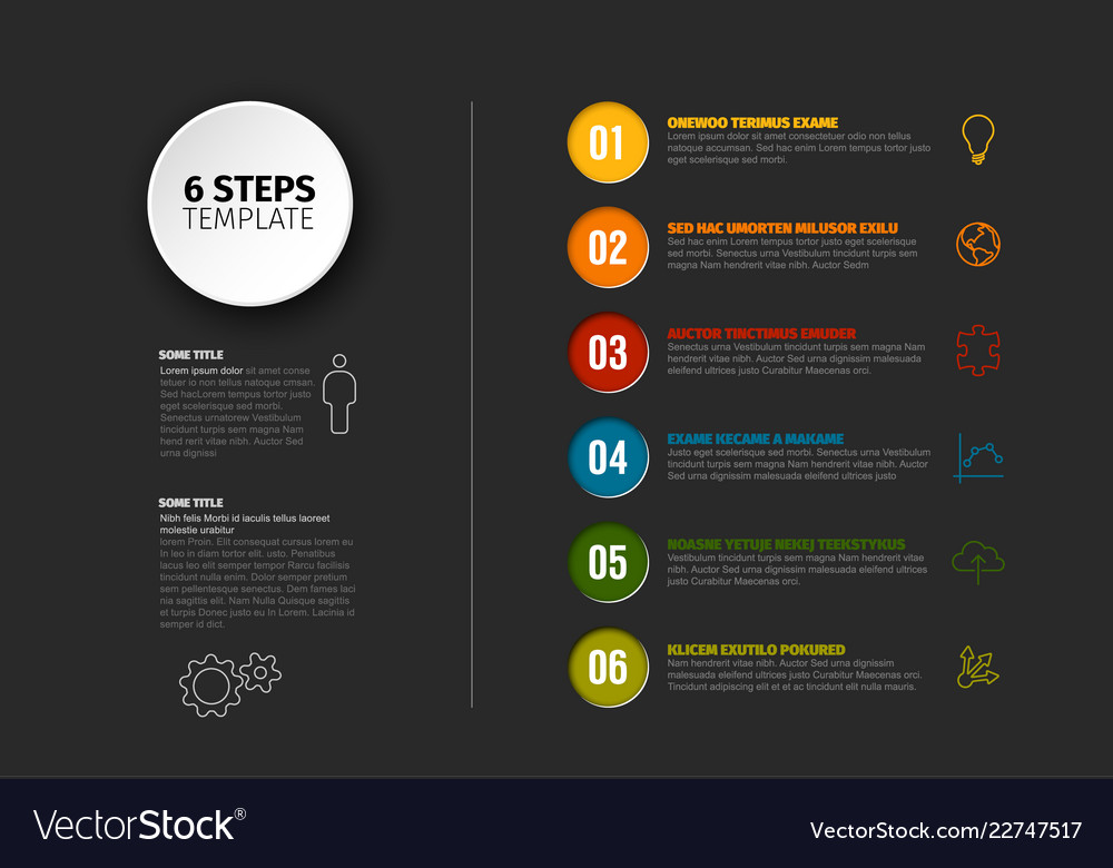 Progress six steps template Royalty Free Vector Image