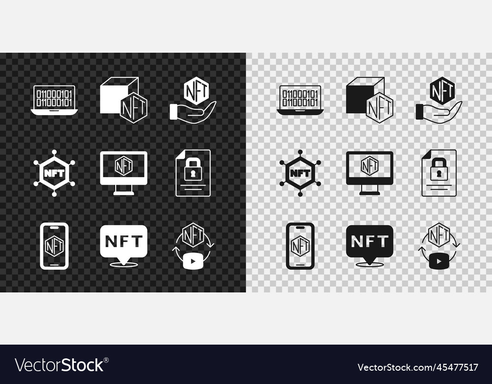 Set binary code nft digital crypto art mobile Vector Image Set binary code nft digital crypto art mobile Vector Image