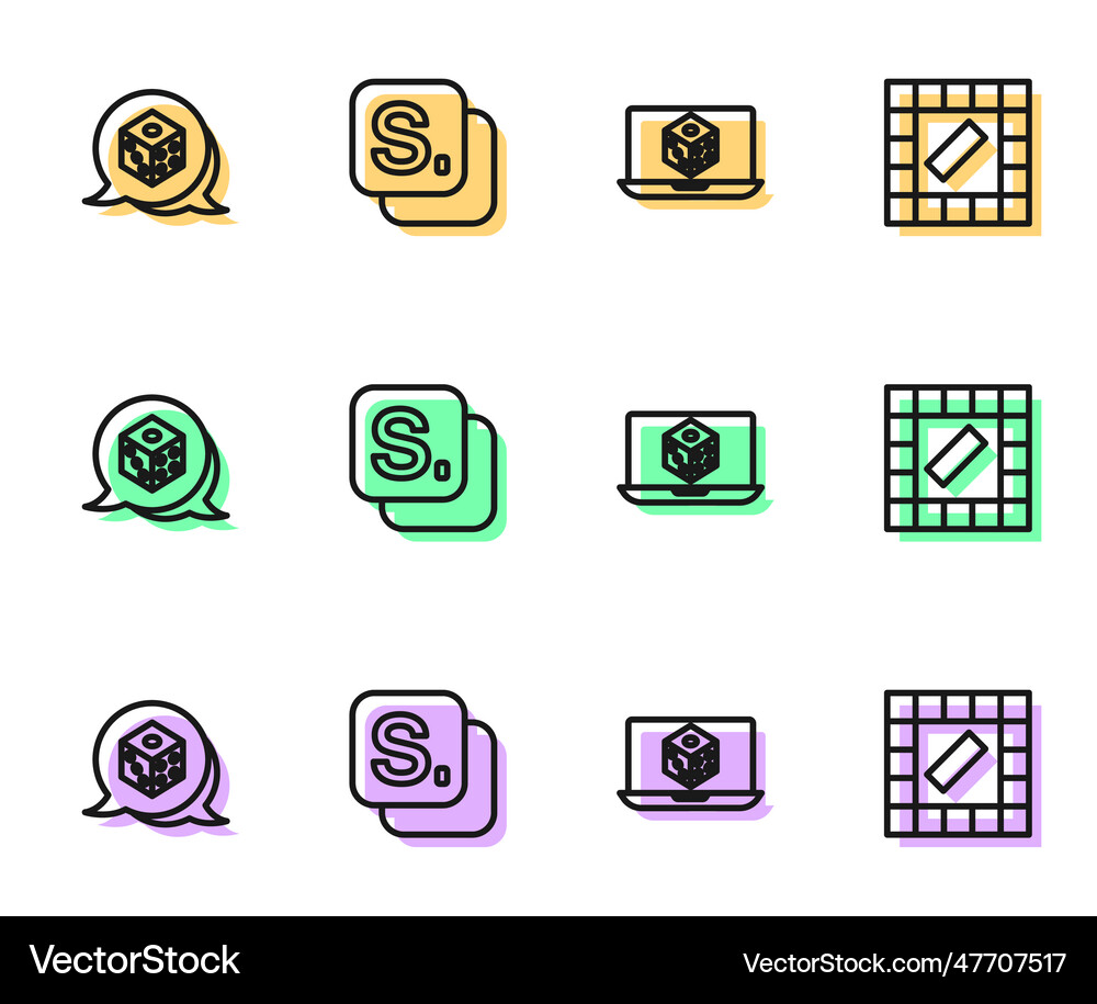 Set line game dice bingo and board game icon Vector Image
