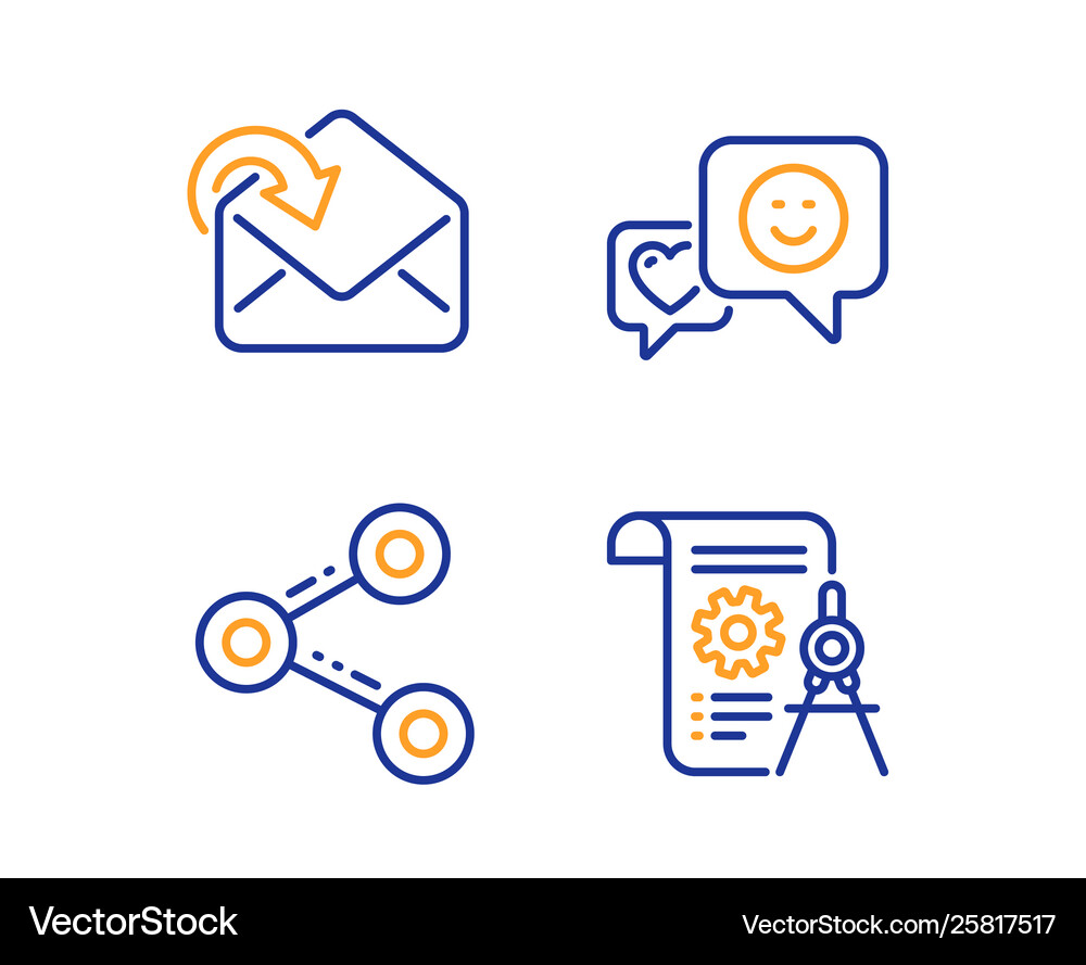 Smile share and receive mail icons set divider Vector Image