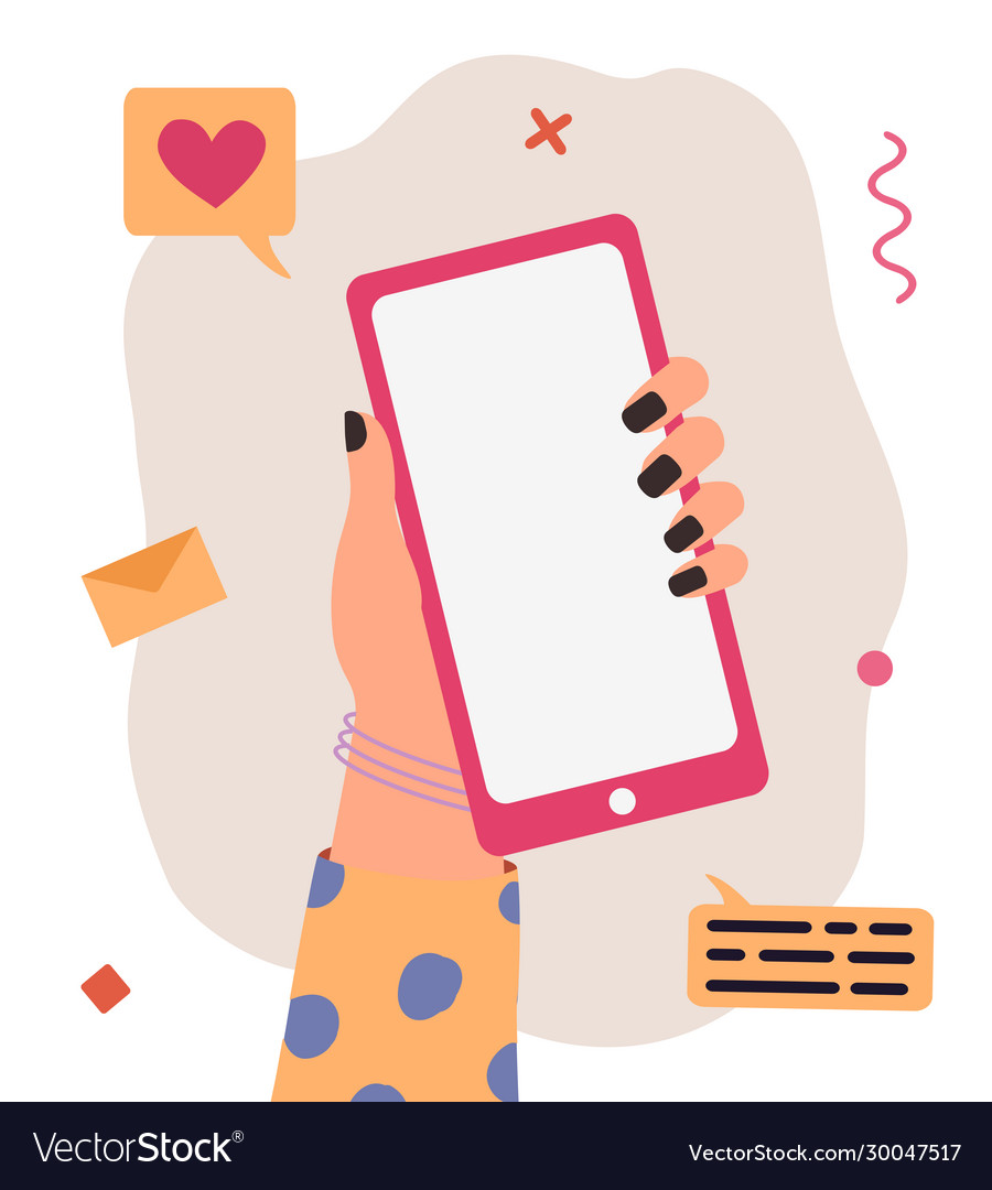 Trendy cartoon human hand using smartphone Vector Image Trendy cartoon human hand using smartphone Vector Image
