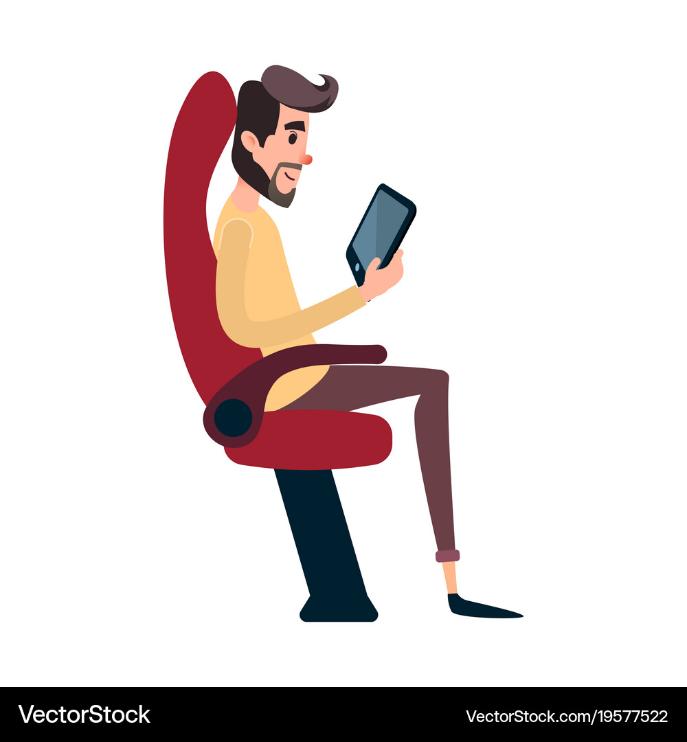 A man is passenger on bus or plane young Vector Image