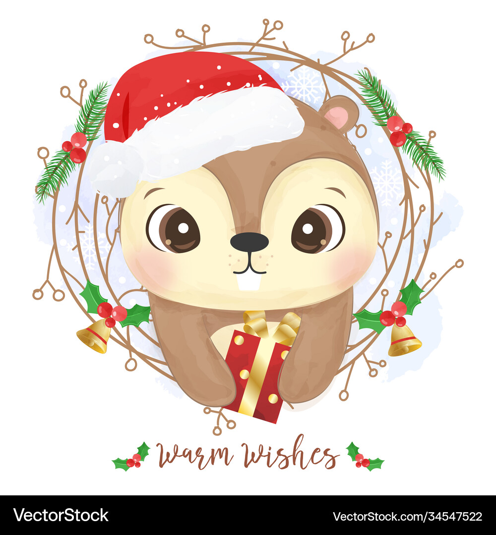 Adorable squirrel for christmas decoration Vector Image