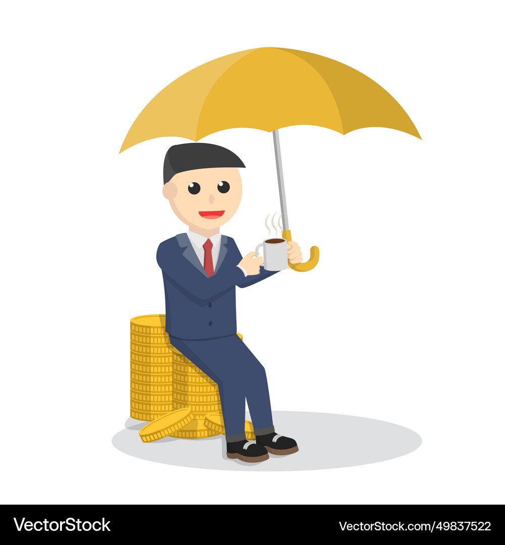Businessman sitting protect the wealth Royalty Free Vector