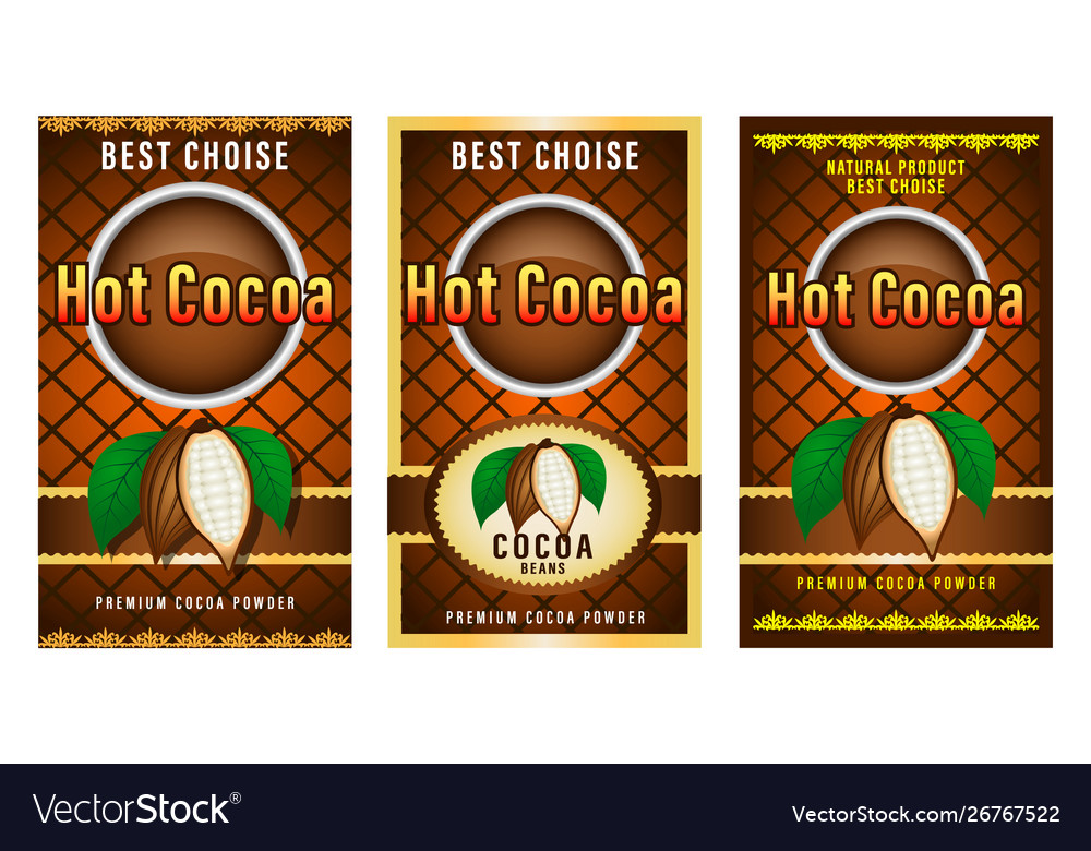Cocoa beans packaging layout Royalty Free Vector Image