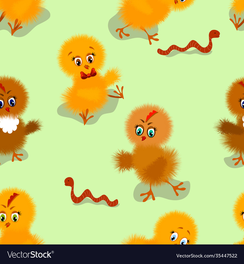Colored pattern with fluffy chickens Royalty Free Vector