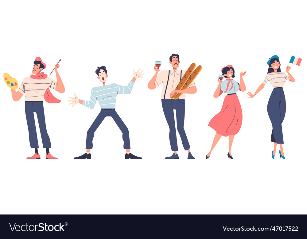 French people set Royalty Free Vector Image - VectorStock