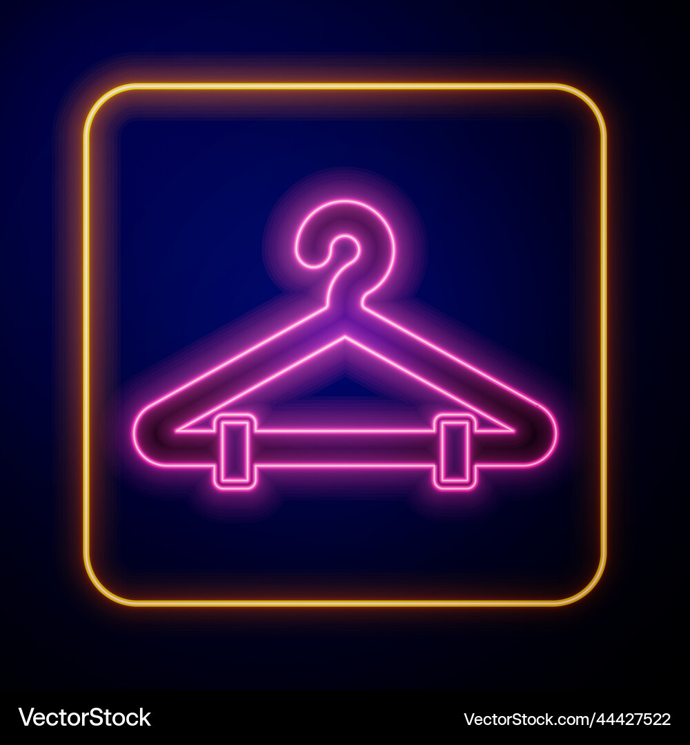 Glowing neon hanger wardrobe icon isolated Vector Image