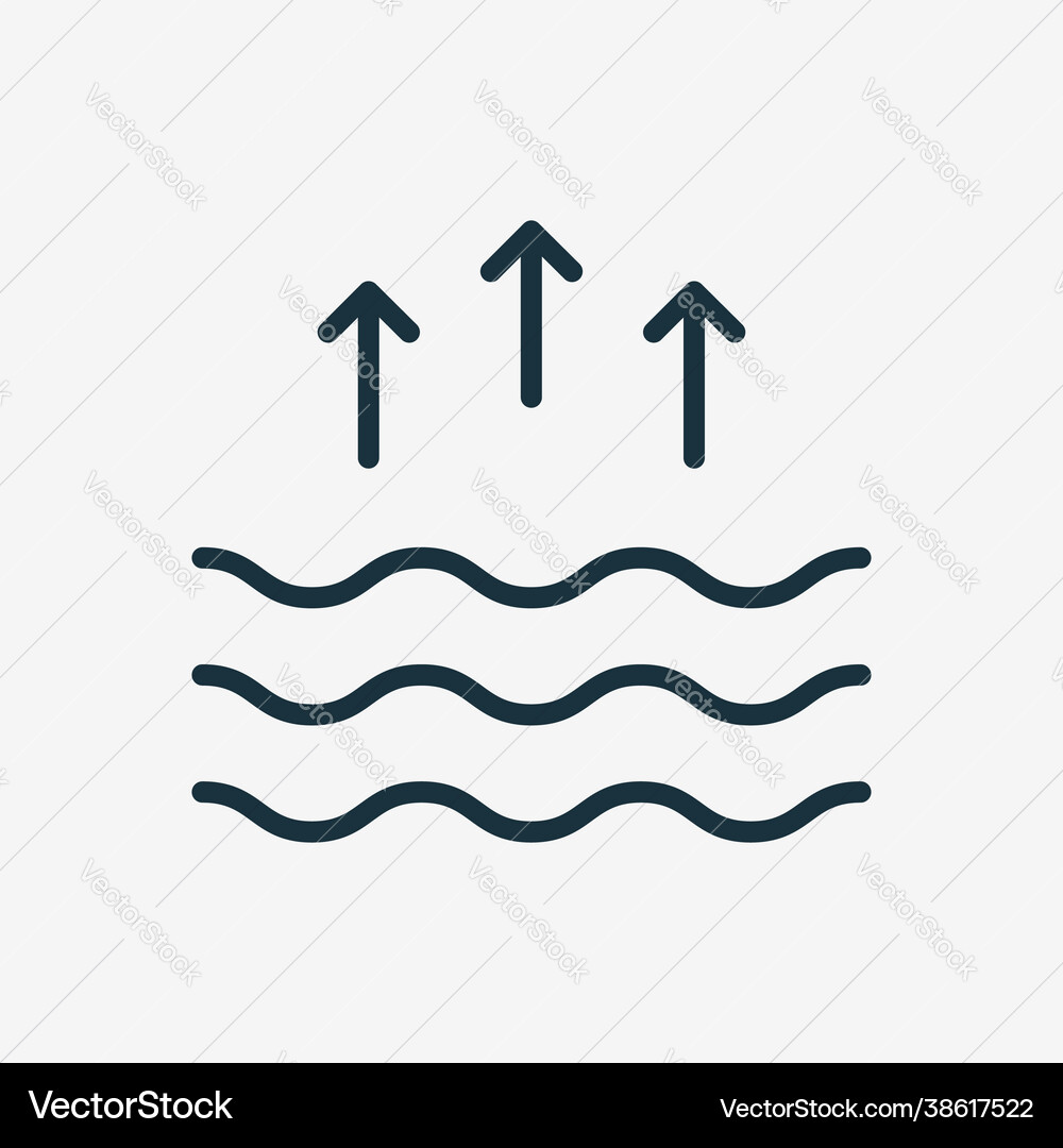 High tide linear icon waves on sea or ocean Vector Image
