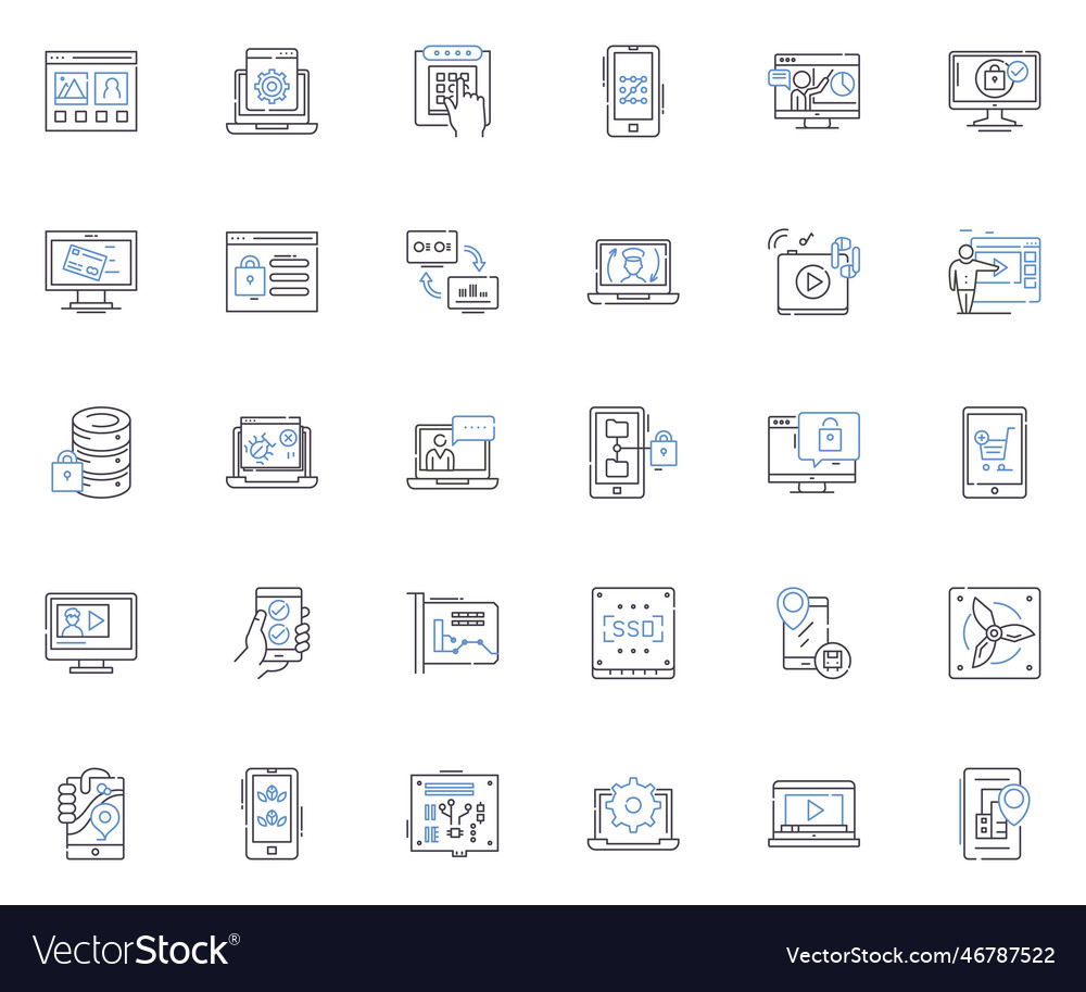 Information Technology Line Icons Collection Vector Image