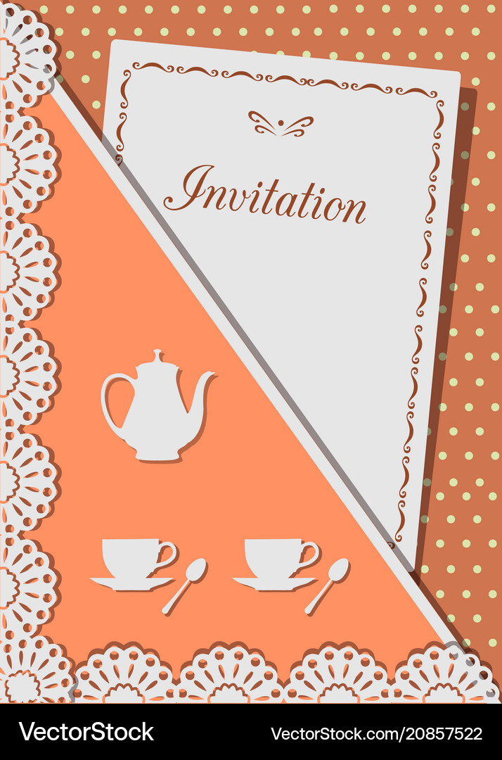 Invitation card for coffee decorated with laceon Vector Image