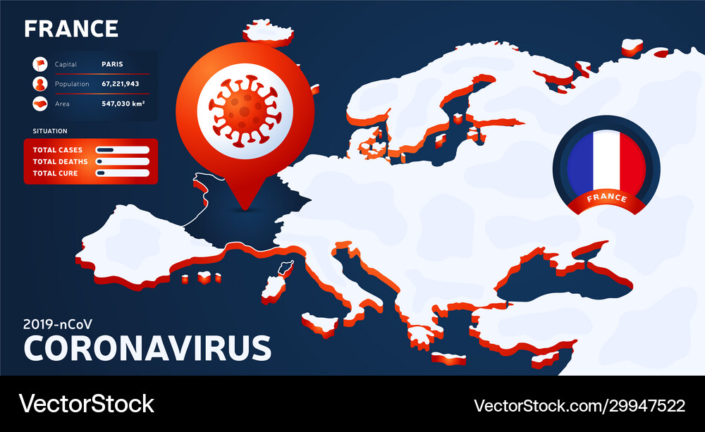 Isometric map europe mit hervorgehobenem Land Vektorbild