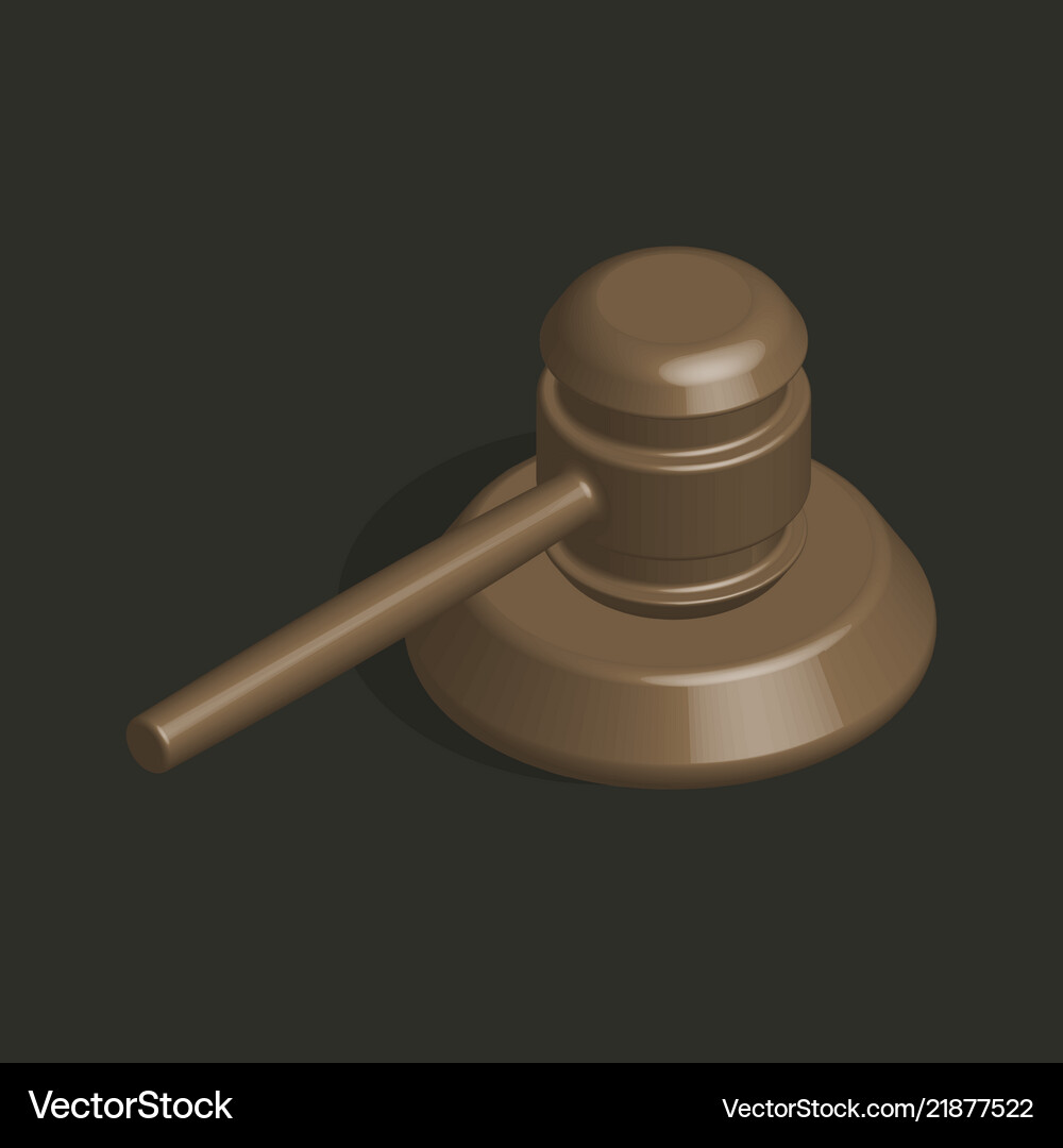 Judge hammer and stand in 3d Royalty Free Vector Image