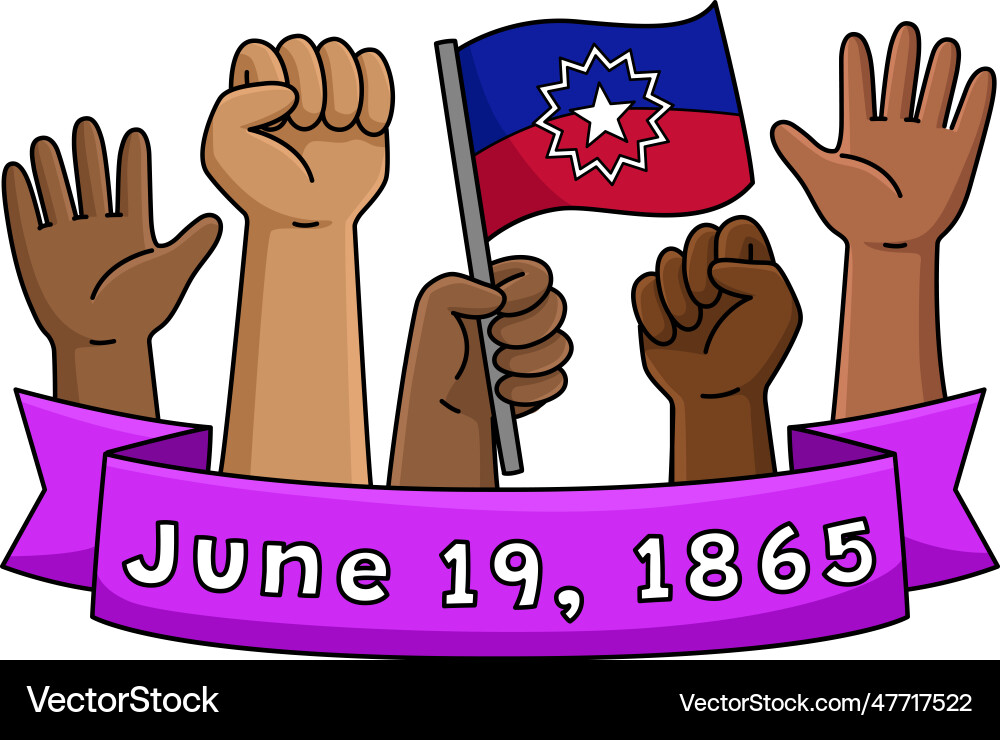 Juneteenth raising hands cartoon colored clipart Vector Image