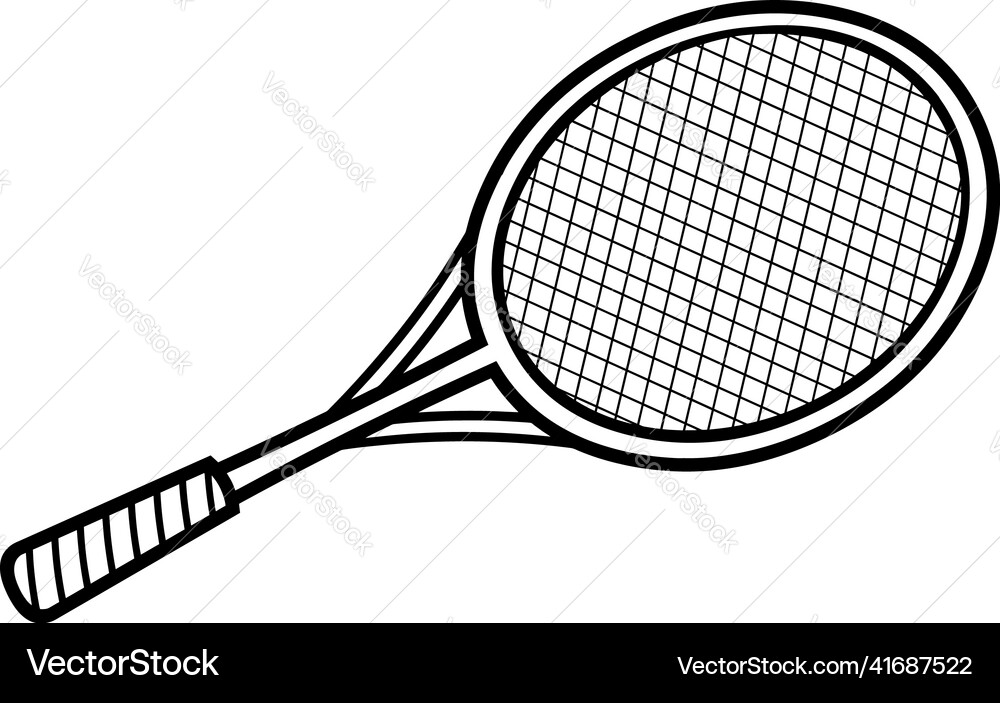 Outlined cartoon tennis racket Royalty Free Vector Image