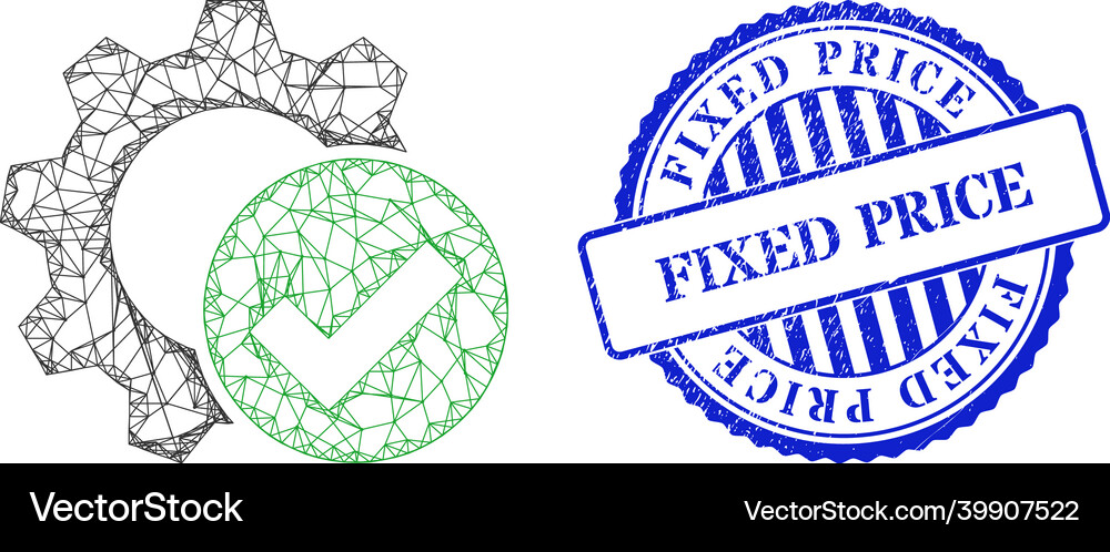 Rubber fixed price stamp seal and net apply Vector Image